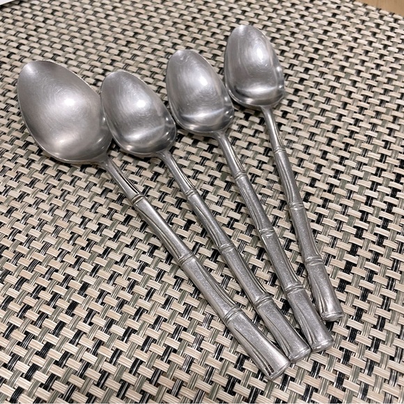 Dining | Vintage Cosmos Stainless Japan Bamboo 4 Spoons | Poshmark
